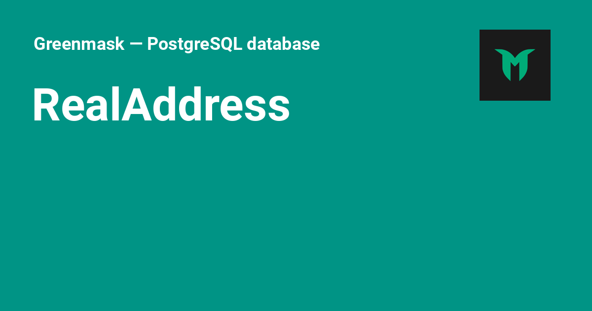 Realaddress Greenmask — Postgresql Database Anonymization And Synthetic Data Generation Tool